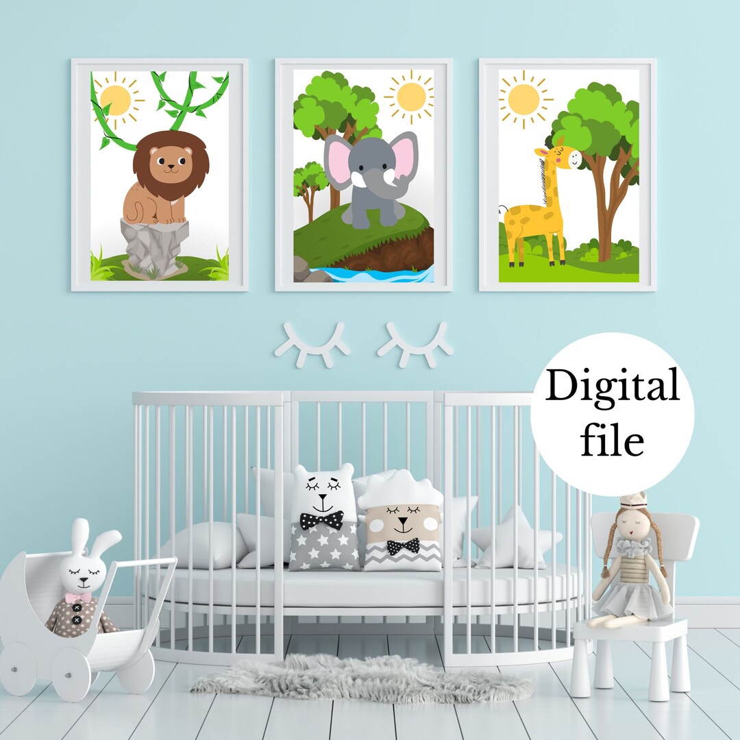 Safari Nursery Decor Set of 6 Safari Nursery Art Digital - Etsy