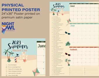 PHYSICAL POSTER: 24x36 2023 Summer Bucket List & Calendar Poster ...