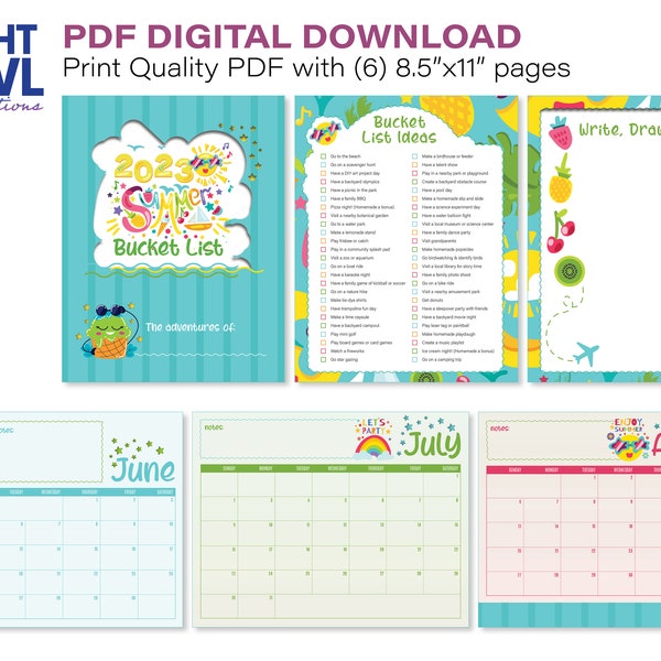 PHYSICAL POSTER: 24x36 2023 Summer Bucket List & Calendar Poster Summer ...