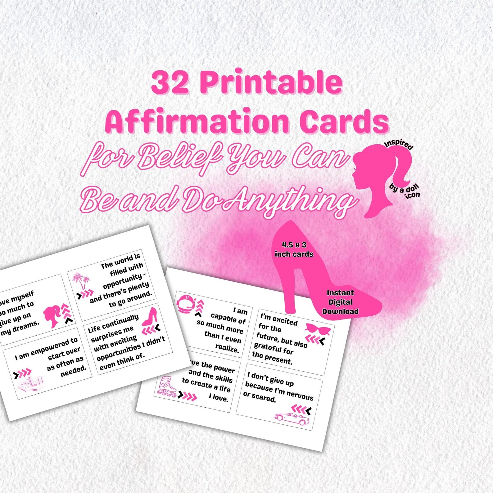 Barbie Inspired Affirmation Cards Printable Affirmation Deck Pink ...