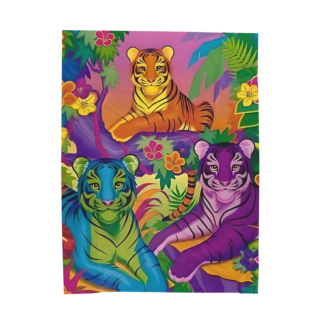 Lisa Frank Tigers Velveteen Plush Blanket - Etsy