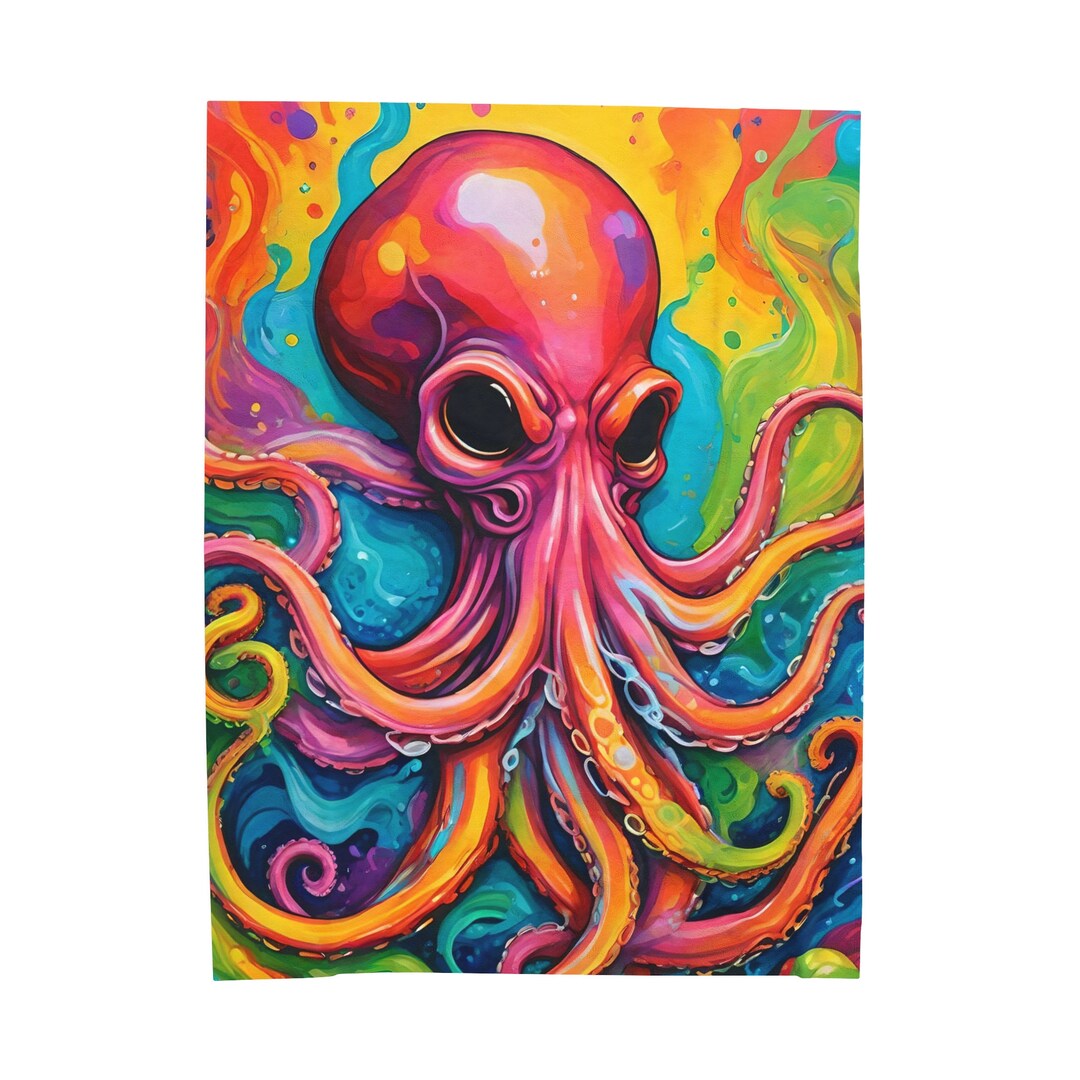 Trippy Octopus Velveteen Plush Blanket - Etsy