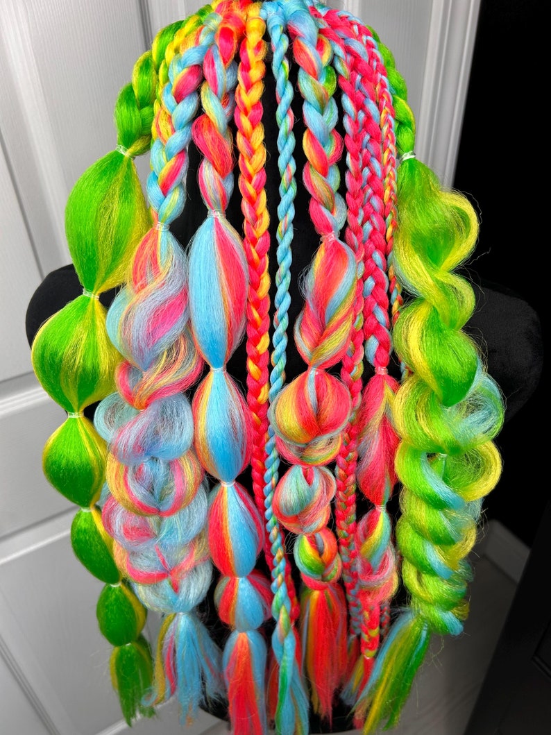 Festival Hair Extensions for Rave Hair, Bubble Braids, and Pigtails ...