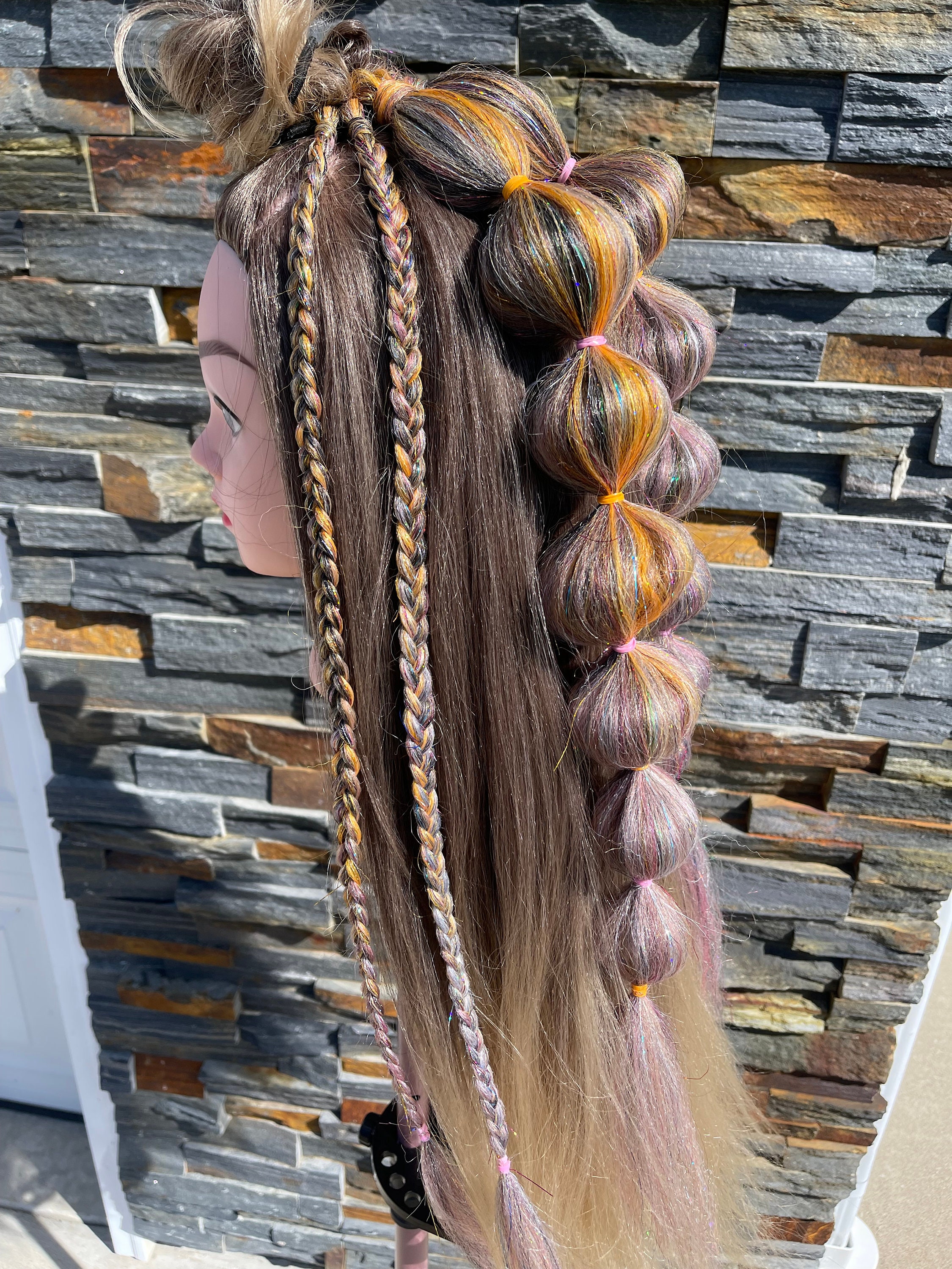 Festival Hair Extensions for Rave Hair Bubble Braids and - Etsy UK