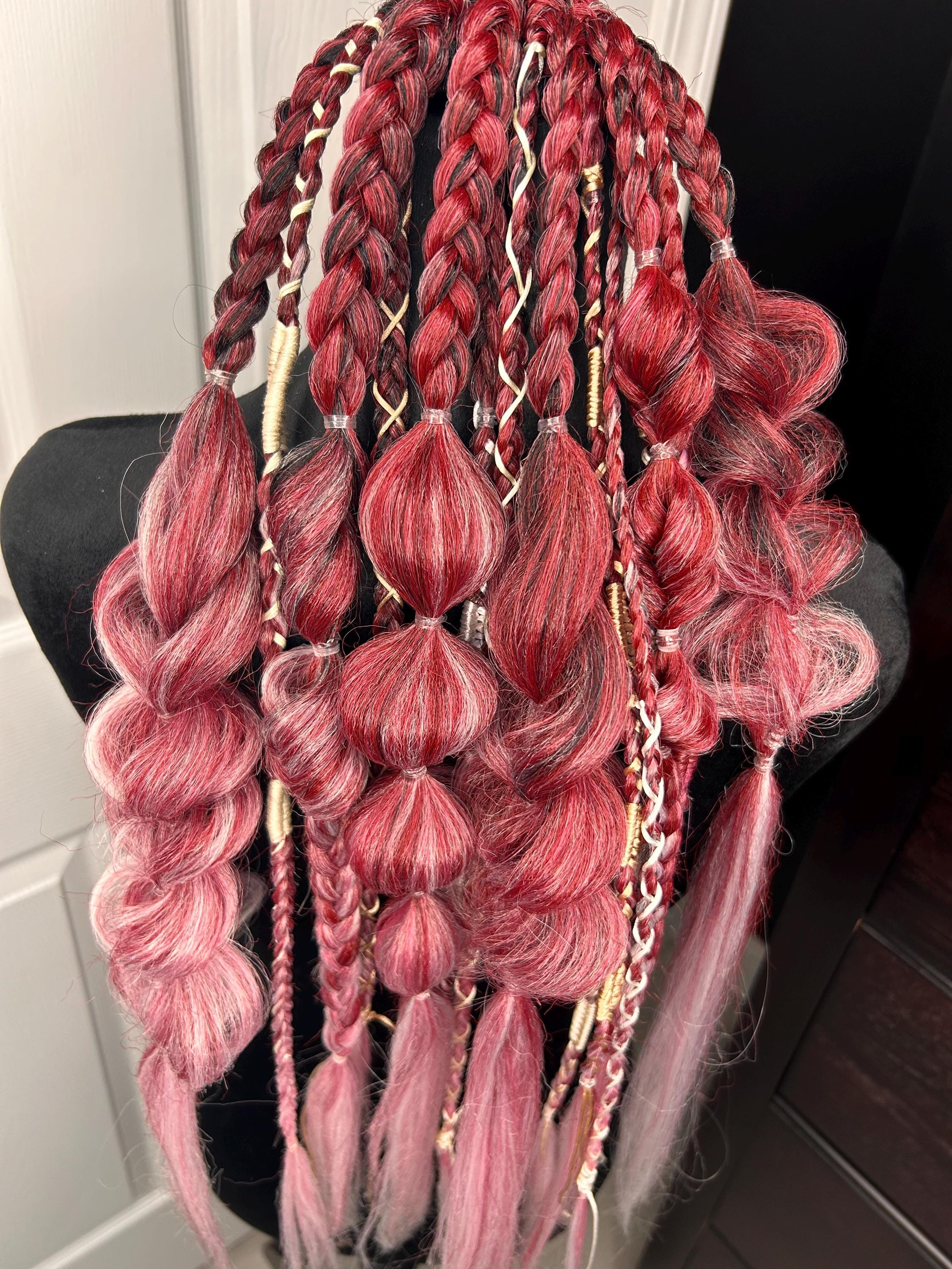 Festival Bubble Braids • Rave Braids • Festival Braids • Ponytail Hair ...