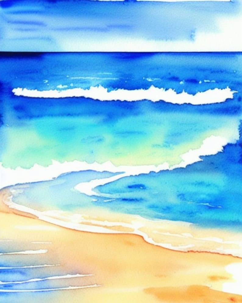 Beach Art Watercolor Digital Download - Etsy