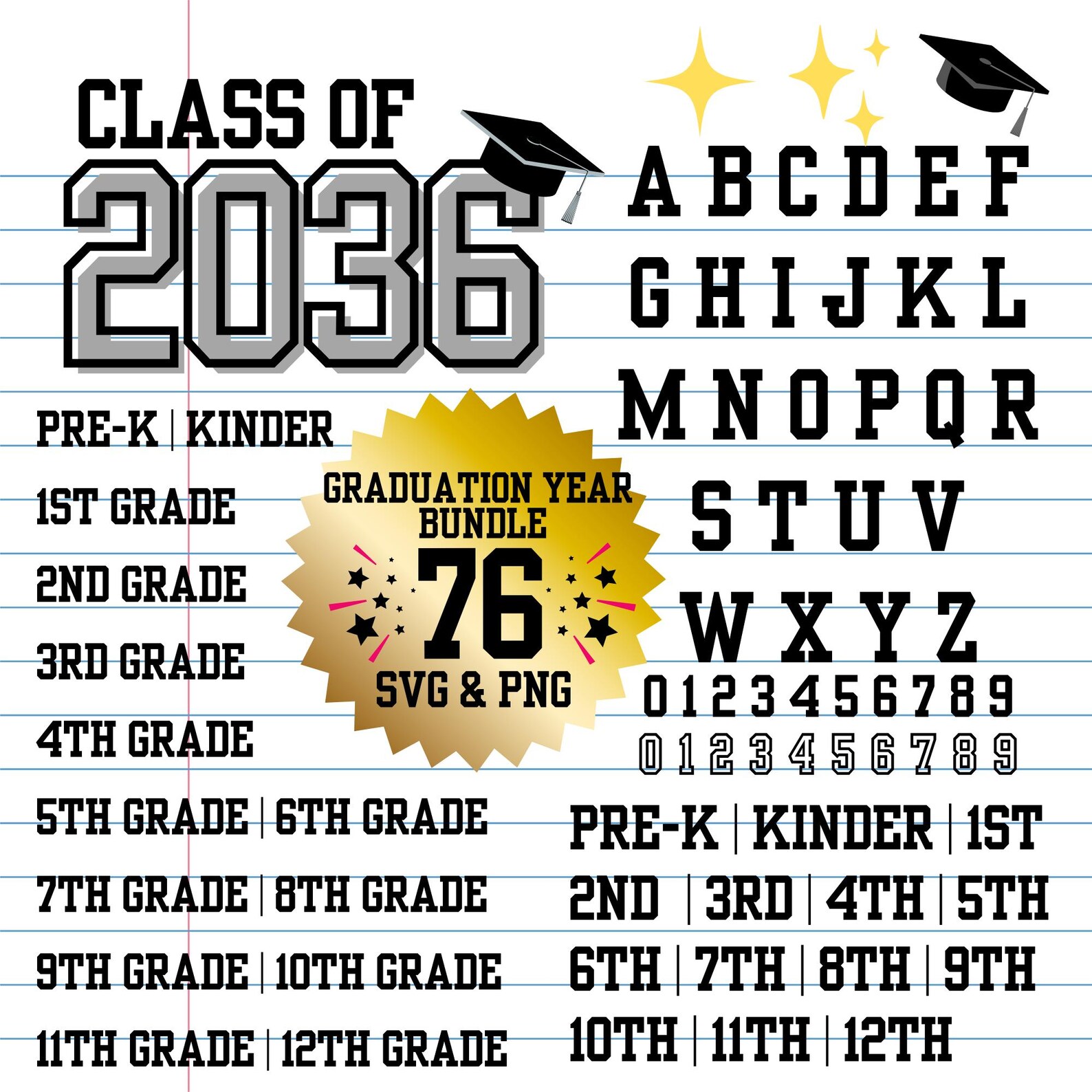 Graduation Year Bundle | PNG |SVG | Class of 2036 | Back to School PNG ...