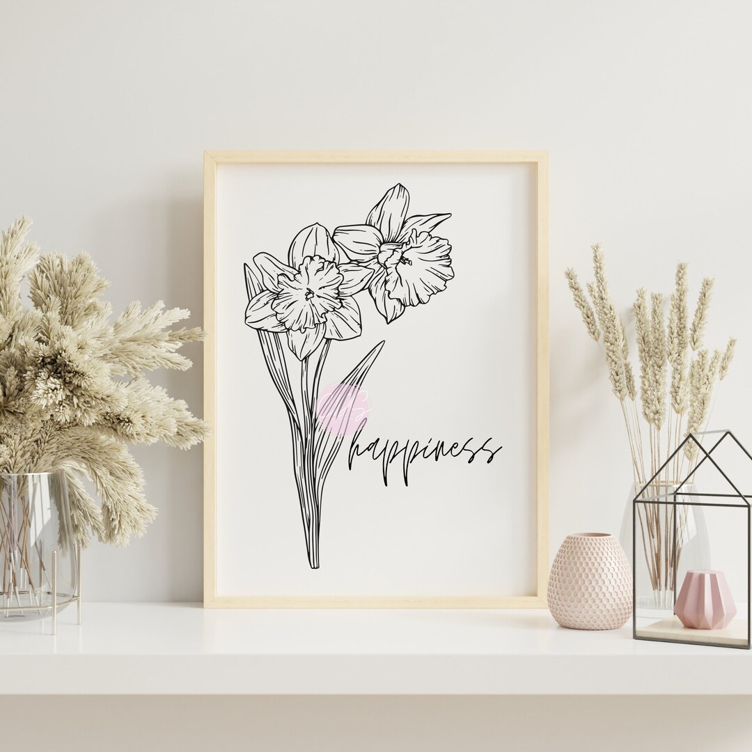March Flower | PNG Only | Daffodil Flower | Birth Flower Png | Line ...