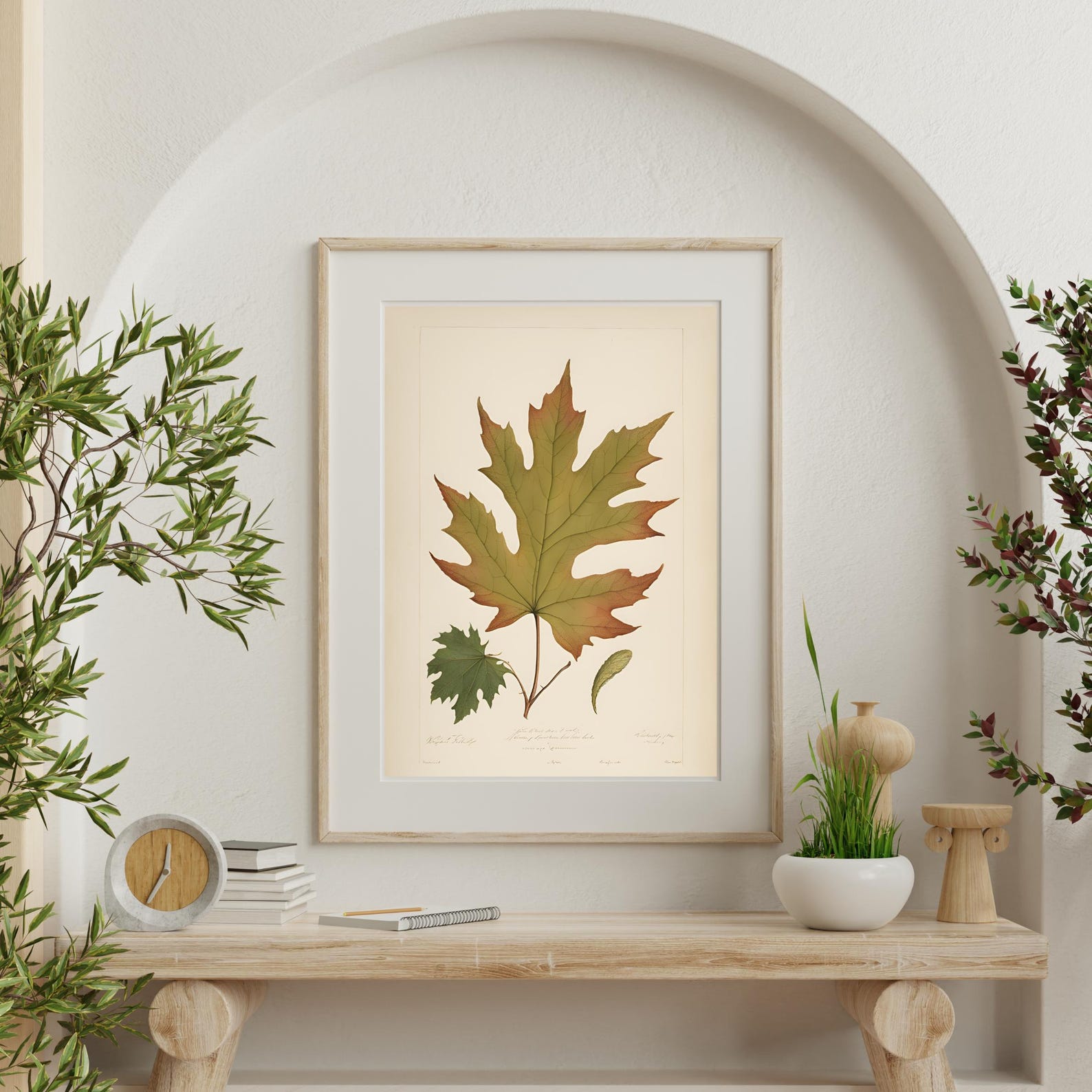 Botanical Green Maple Leaf Print, Printable Art, Fall Art, Gallery Wall ...