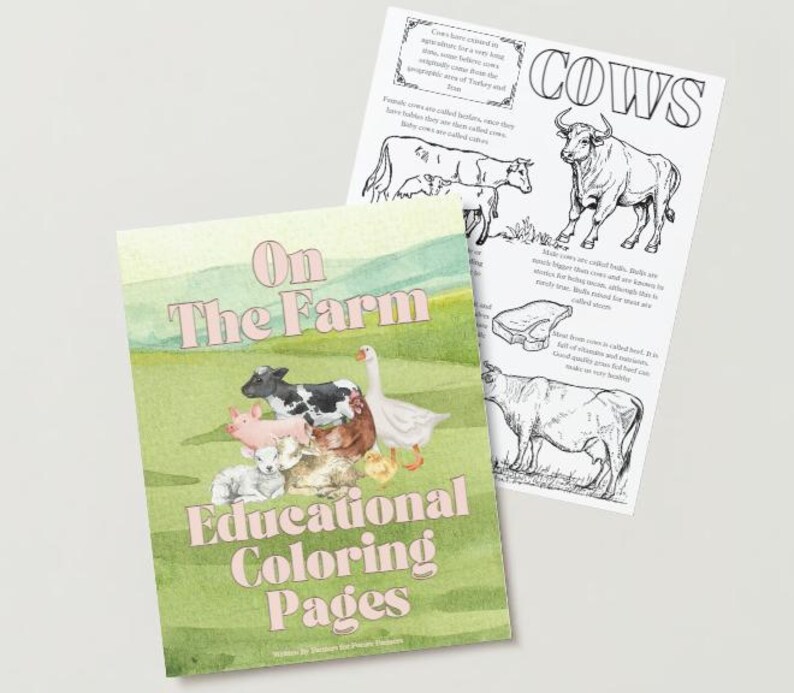 Educational Coloring Pages, Printable Lessons, Farm Animal Lesson - Etsy