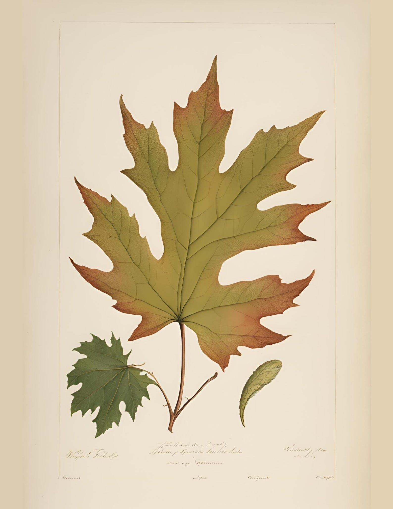 Botanical Green Maple Leaf Print, Printable Art, Fall Art, Gallery Wall ...