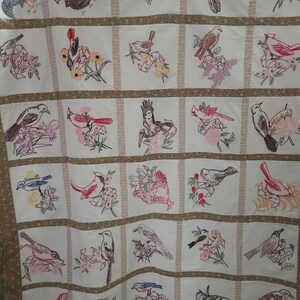 Hand Embroidered 50 State Birds & Flowers Quilt - Etsy