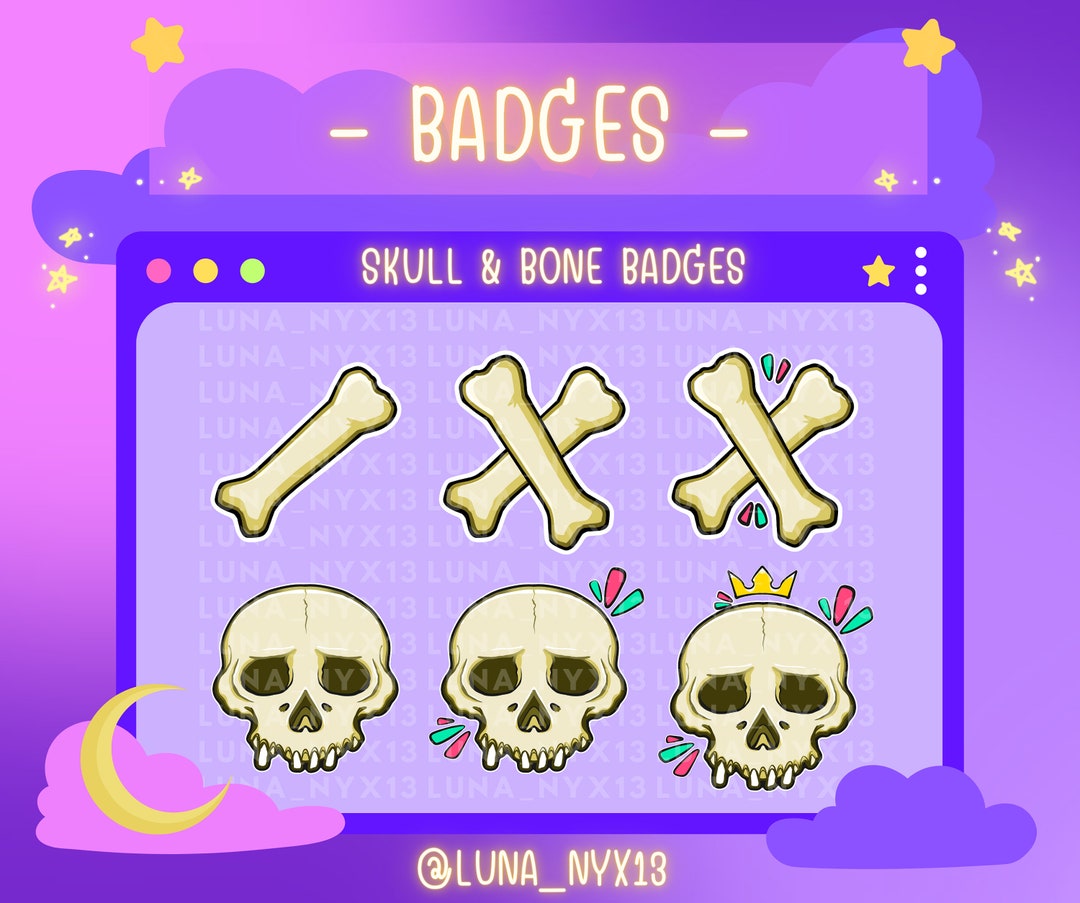 Skull and Bone Twitch Badge Skull and Bone Sub and Bit - Etsy