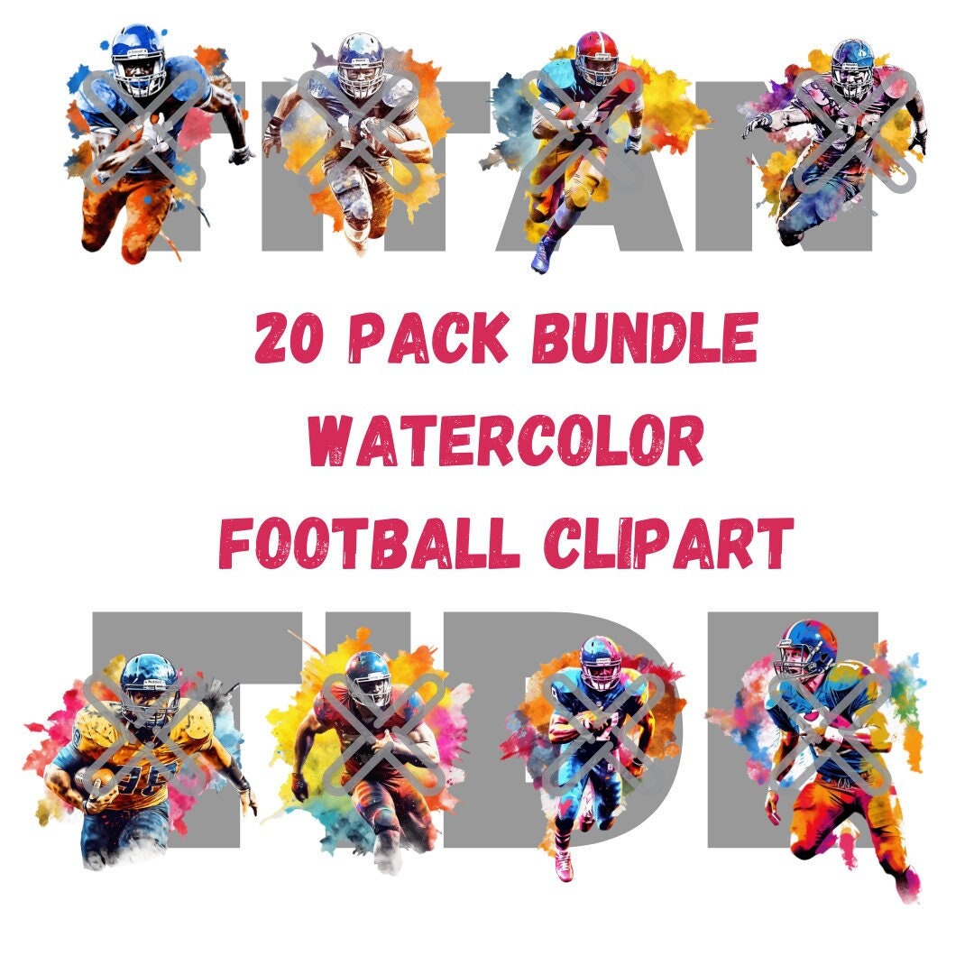 Football Watercolor Splash Clipart 20 Pack Bundle - Etsy