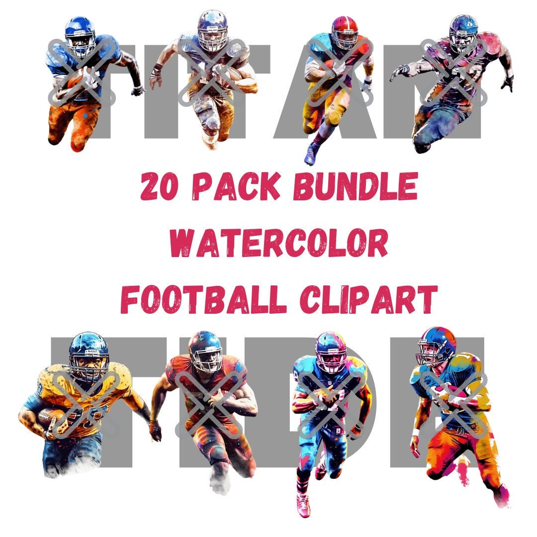 Football Watercolor Clipart 20 Pack Bundle - Etsy
