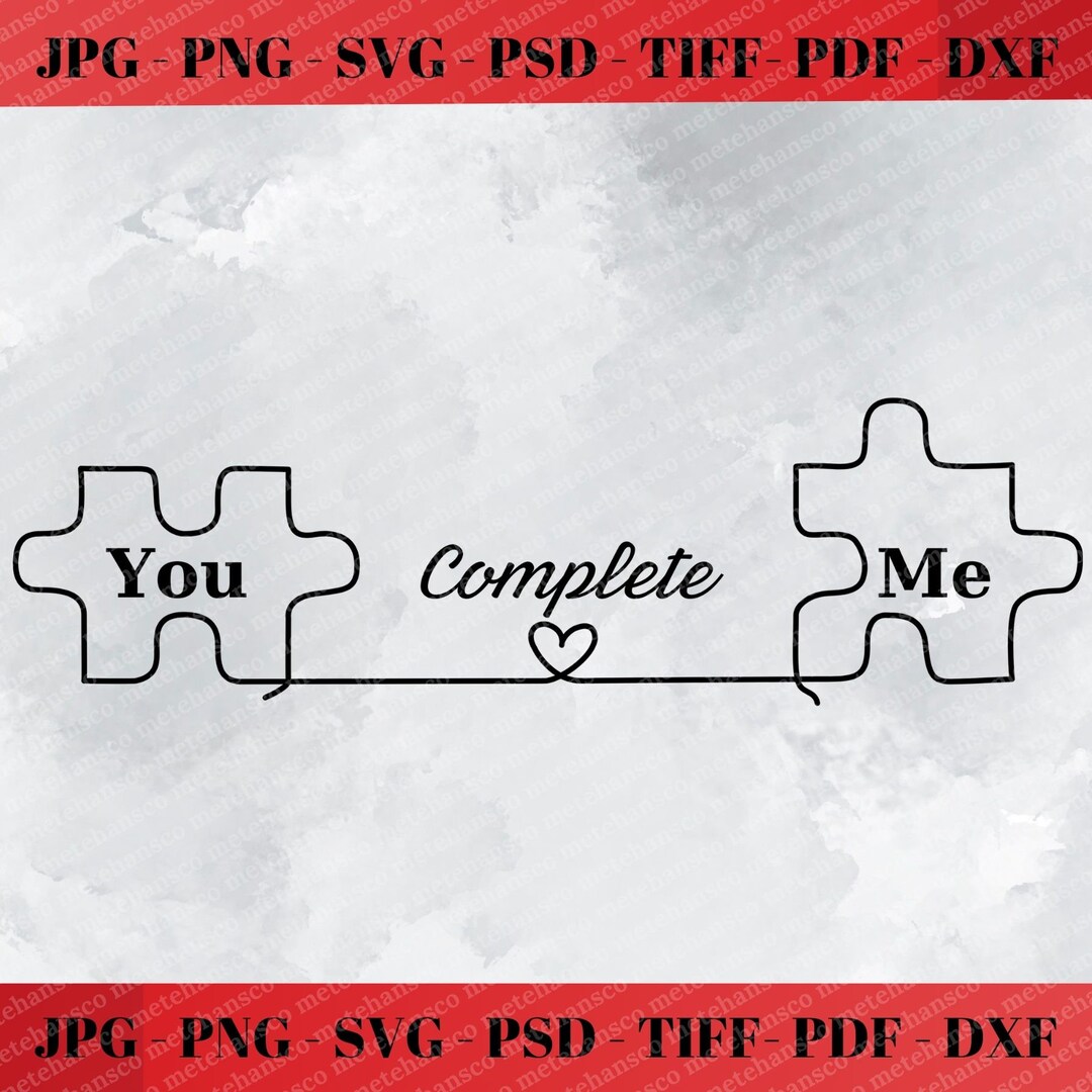 You Complete Me Svg, Valentine Hearts, Valentines Day, Couples Design ...