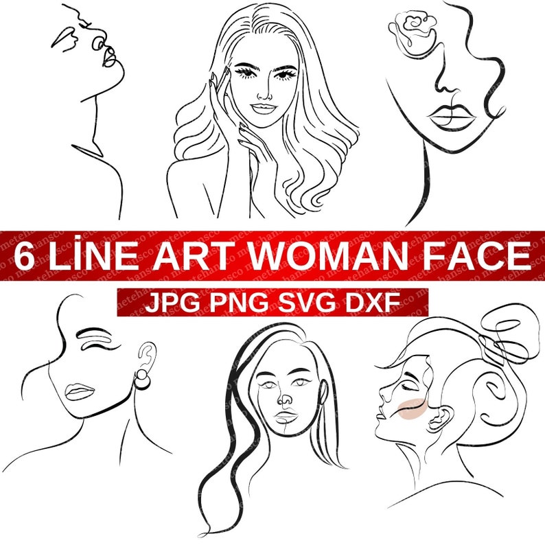 Line Art Woman Cake Topper Svg Abstract Woman Face Svg Single - Etsy