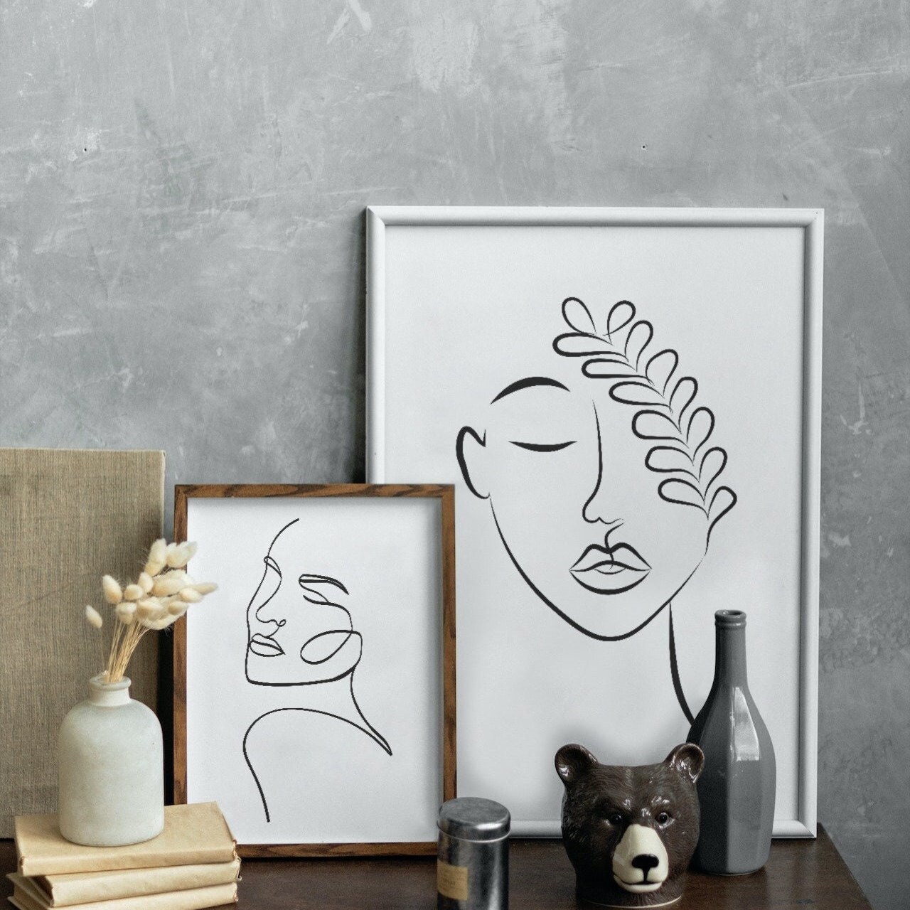 Line Art Woman Cake Topper Svg Abstract Woman Face Svg Single - Etsy
