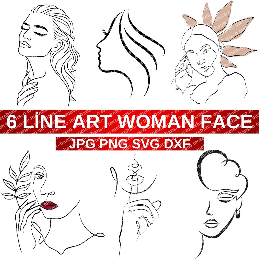 Line Art Woman Cake Topper Svg Abstract Woman Face Svg Single - Etsy