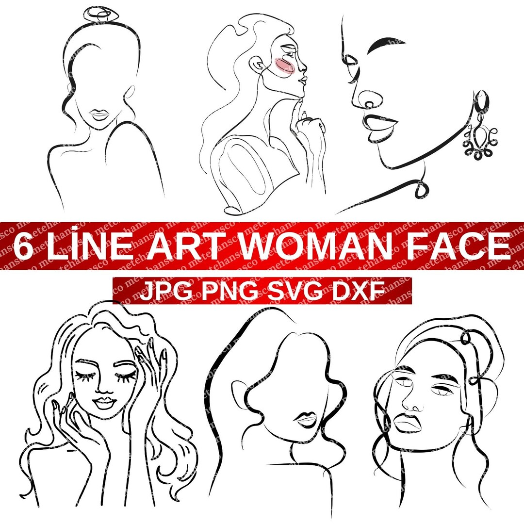 Line Art Woman Cake Topper Svg Abstract Woman Face Svg Single - Etsy