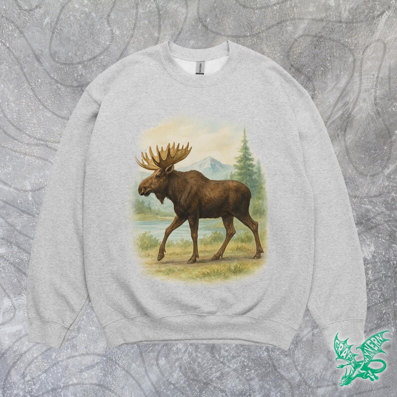 Retro Moose 90s Sweatshirt, Vintage Moose Graphic Crewneck, Wildlife ...