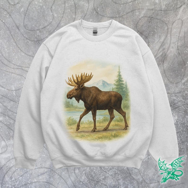 Retro Moose 90s Sweatshirt, Vintage Moose Graphic Crewneck, Wildlife ...