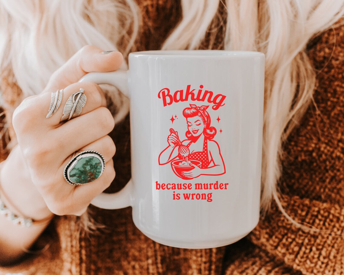 Baking Because Murder is Wrong, SVG PNG File, Trendy Vintage Bookish ...