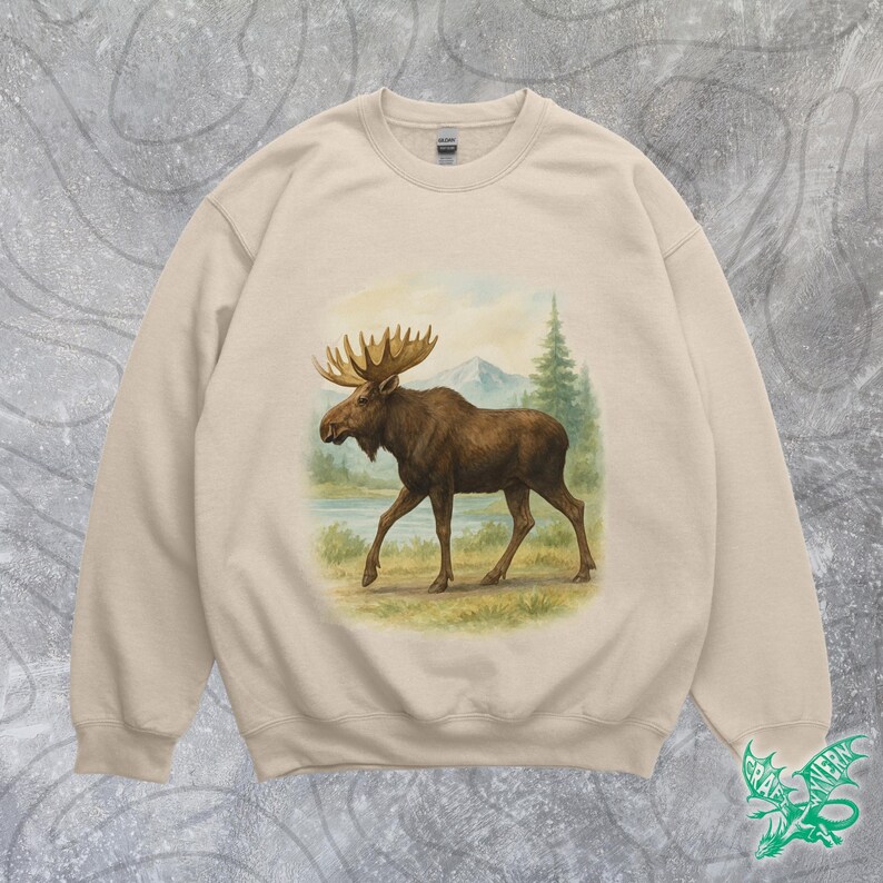 Retro Moose 90s Sweatshirt, Vintage Moose Graphic Crewneck, Wildlife ...
