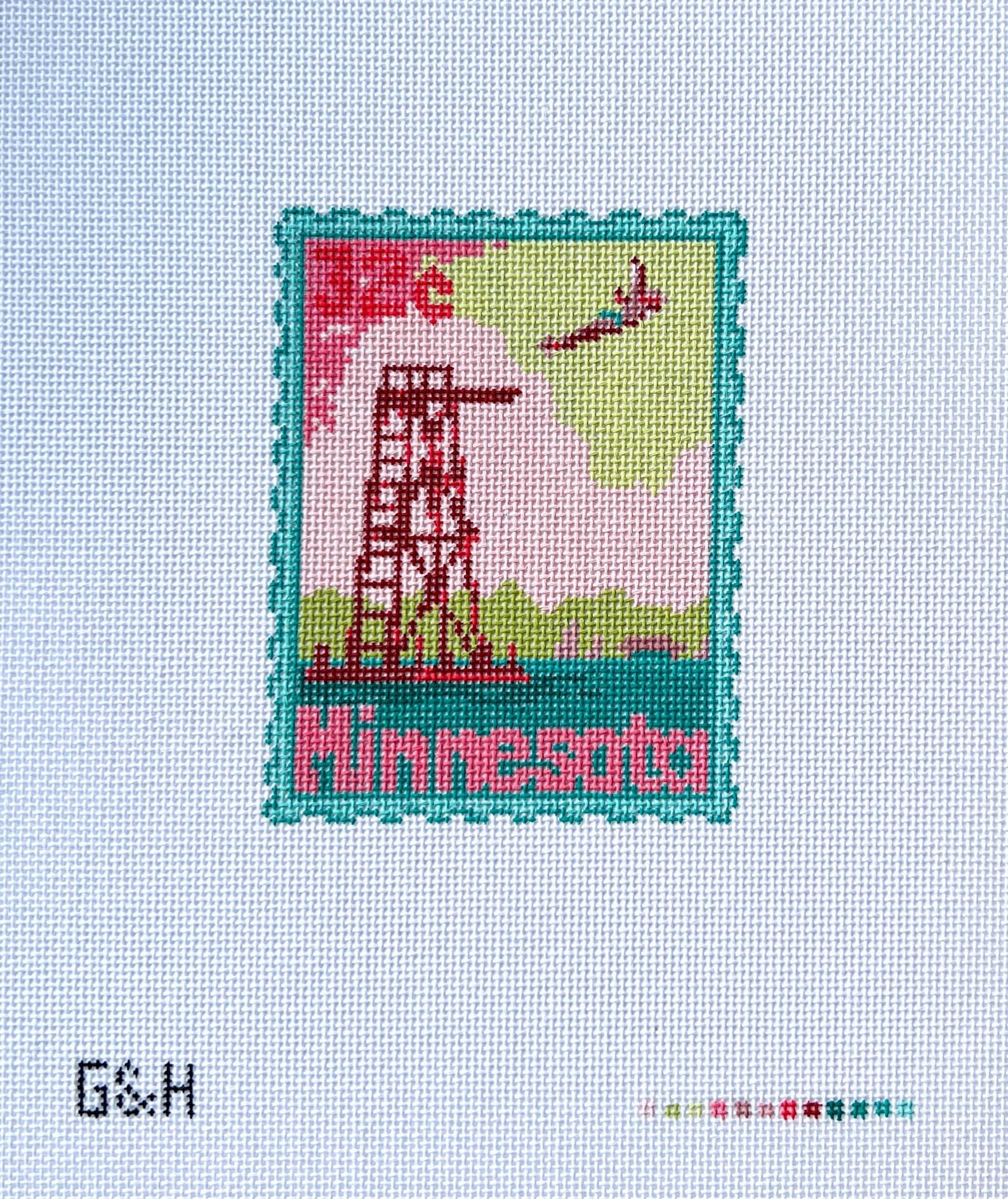 Minnesota Postage Stamp Needlepoint Canvas - Etsy
