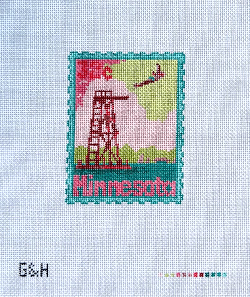Minnesota Postage Stamp Needlepoint Canvas - Etsy