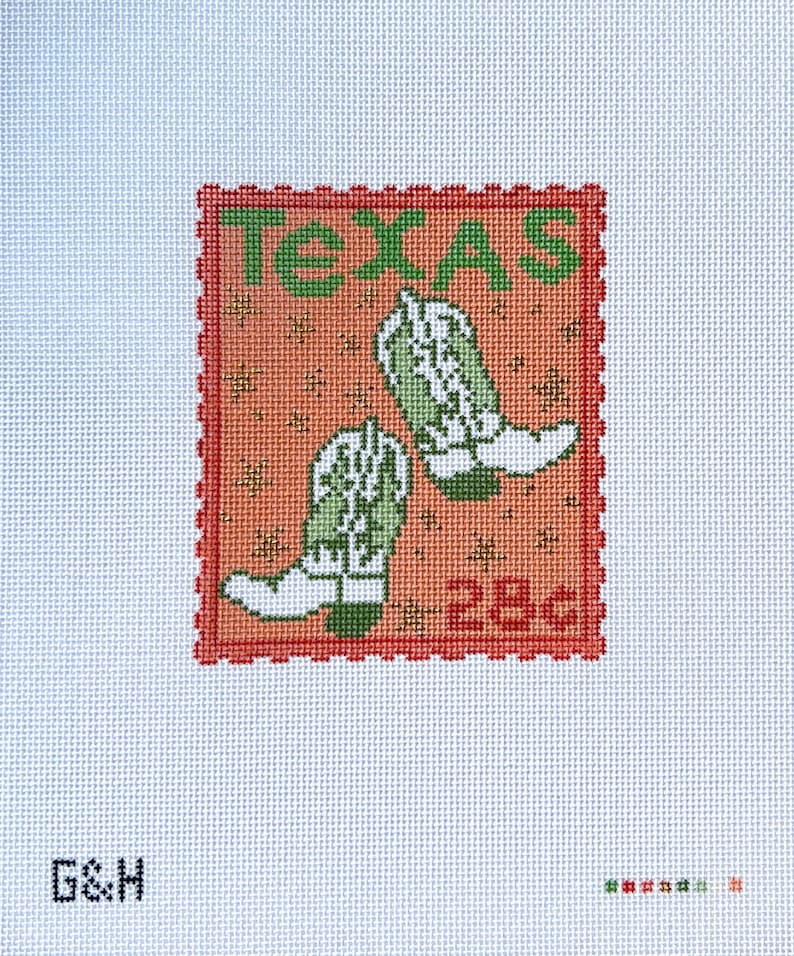 Texas Postage Stamp Needlepoint Canvas - Etsy