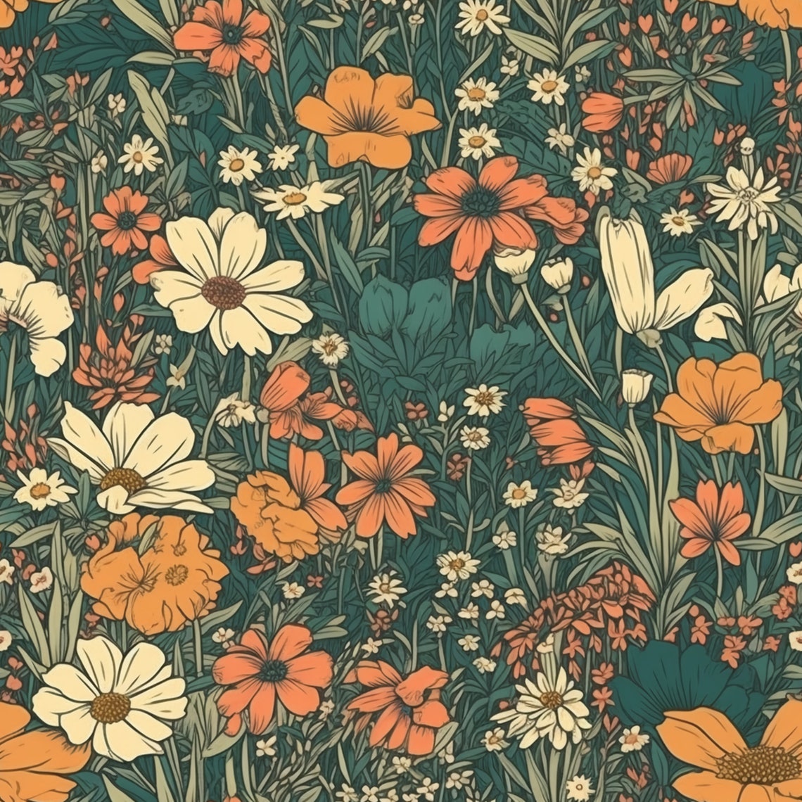 Digital Print - A Field of Blooming Flowers (pack of 4) - Etsy