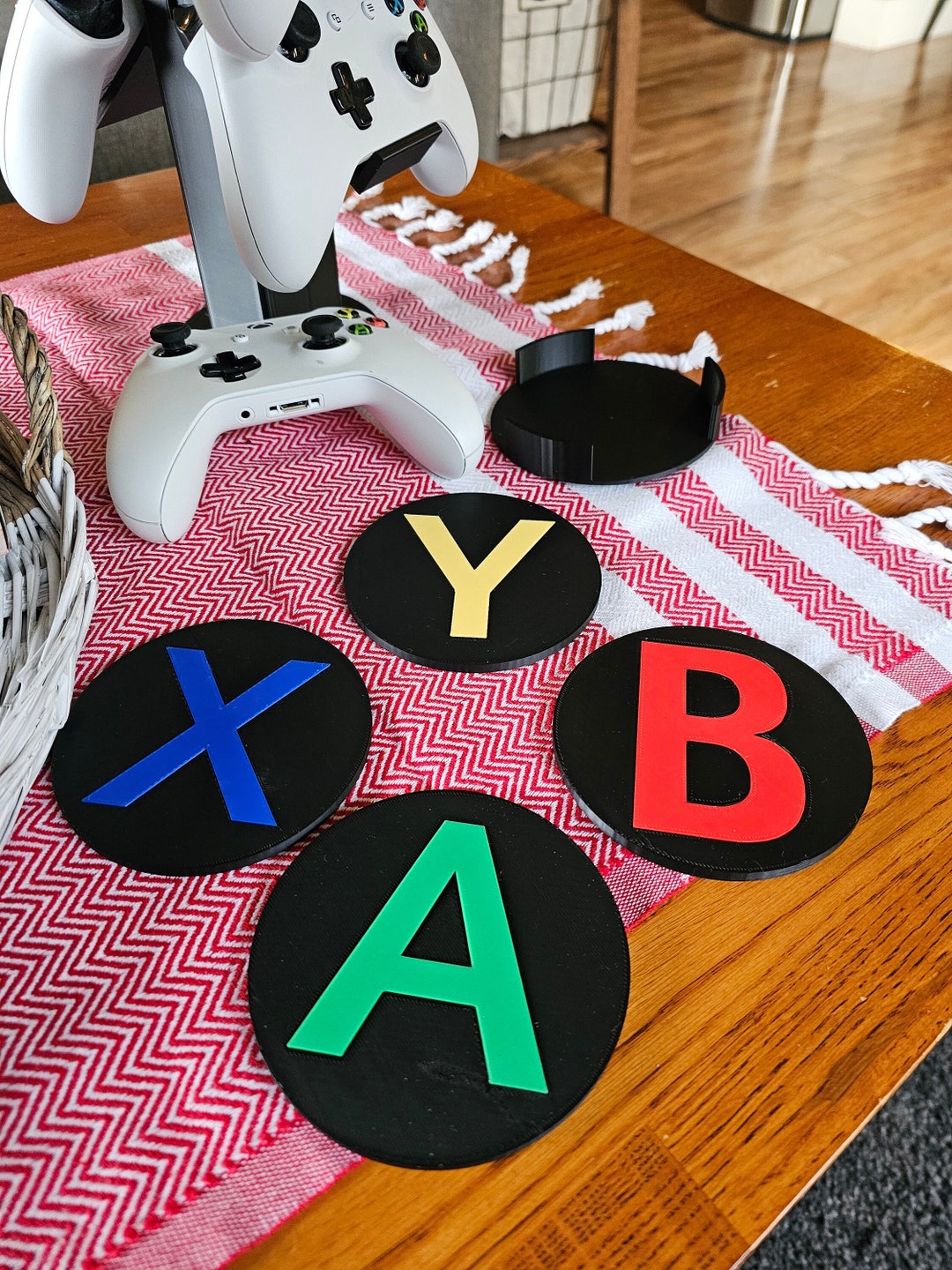 Game Controller Themed Coasters, Gaming Coasters, Set of 4, With Stand ...