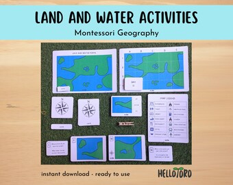 Beech Montessori Land and Water Forms, Set of 10 Beech Wood Tiles ...
