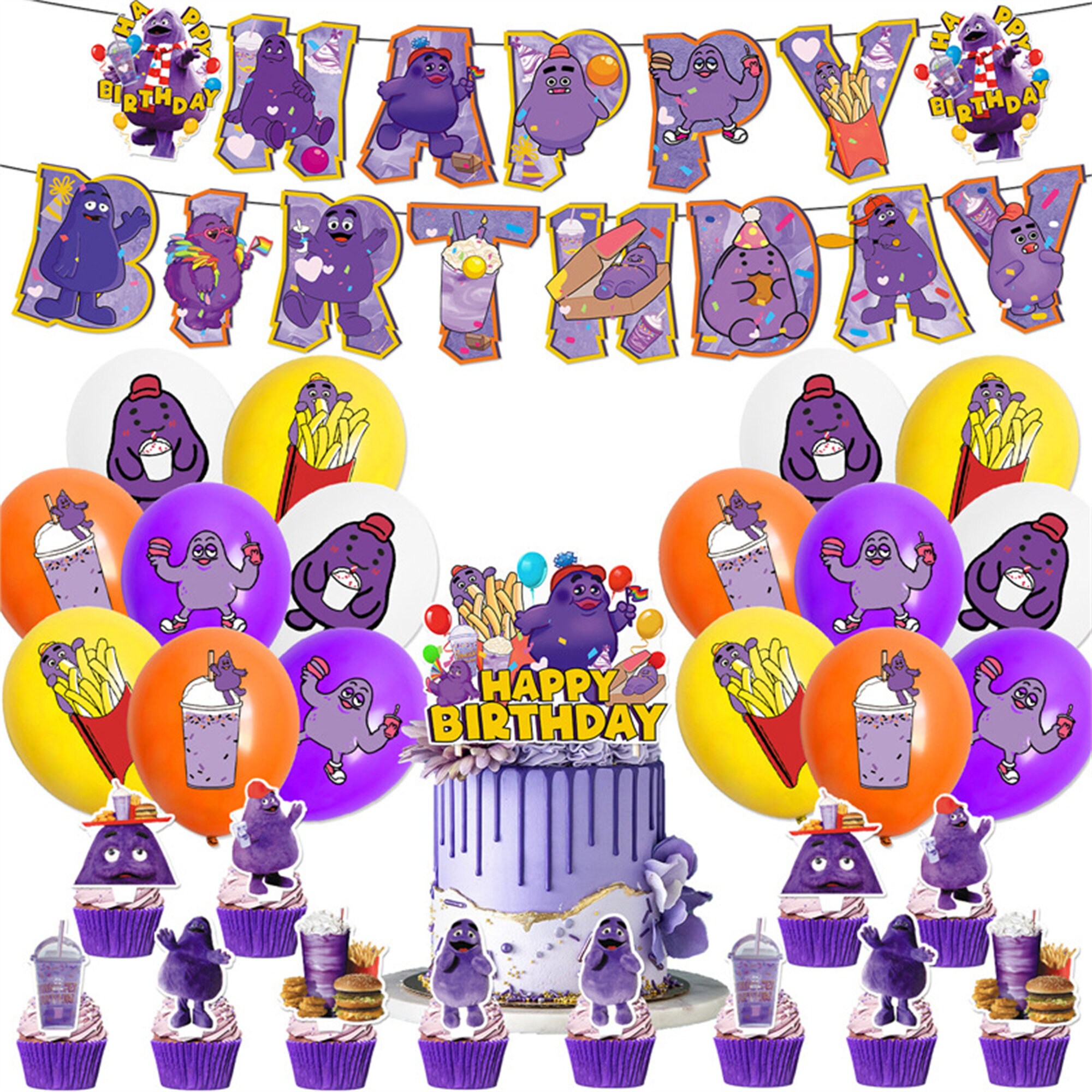 33/45pcs Grimace Theme Birthday Party Decorations Set Home - Etsy