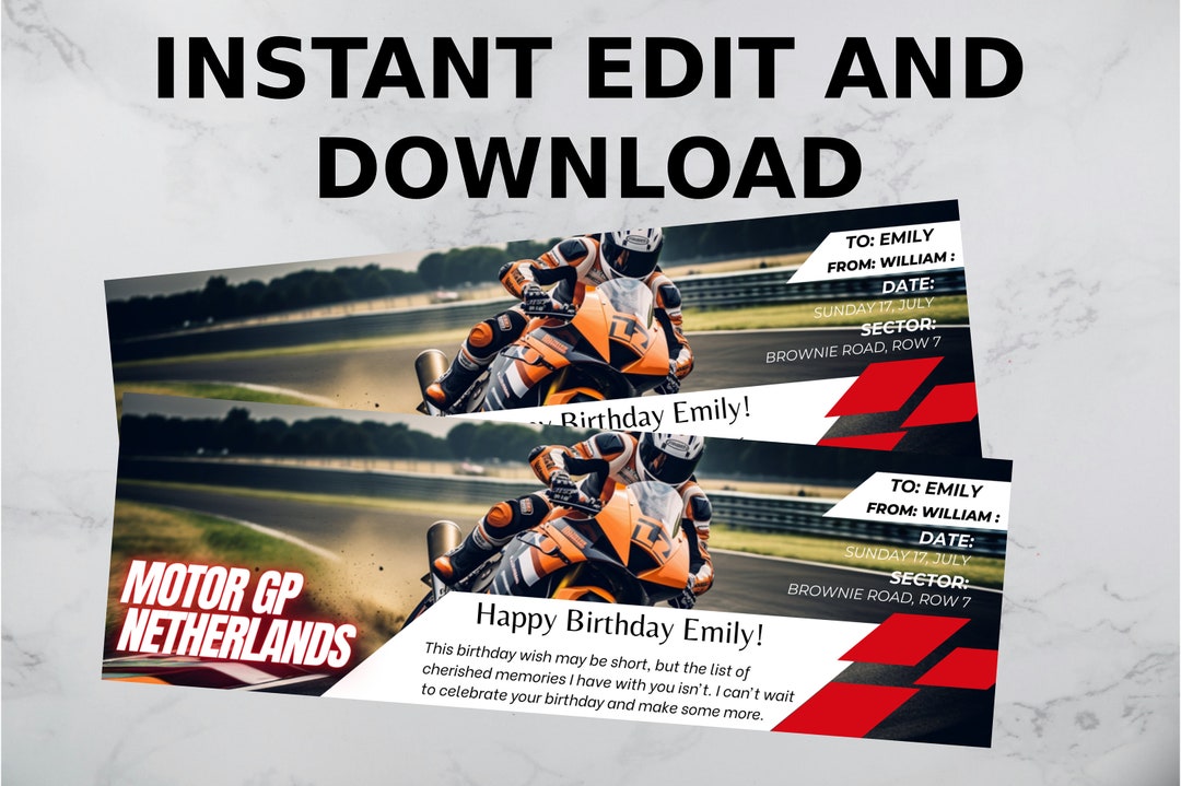 Customizable Moto GP Ticket for the Netherlands Grand Prix ...