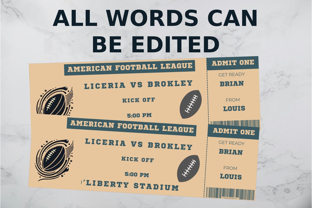 Nfl, American Football Ticket Template, Event Ticket, Football Game ...