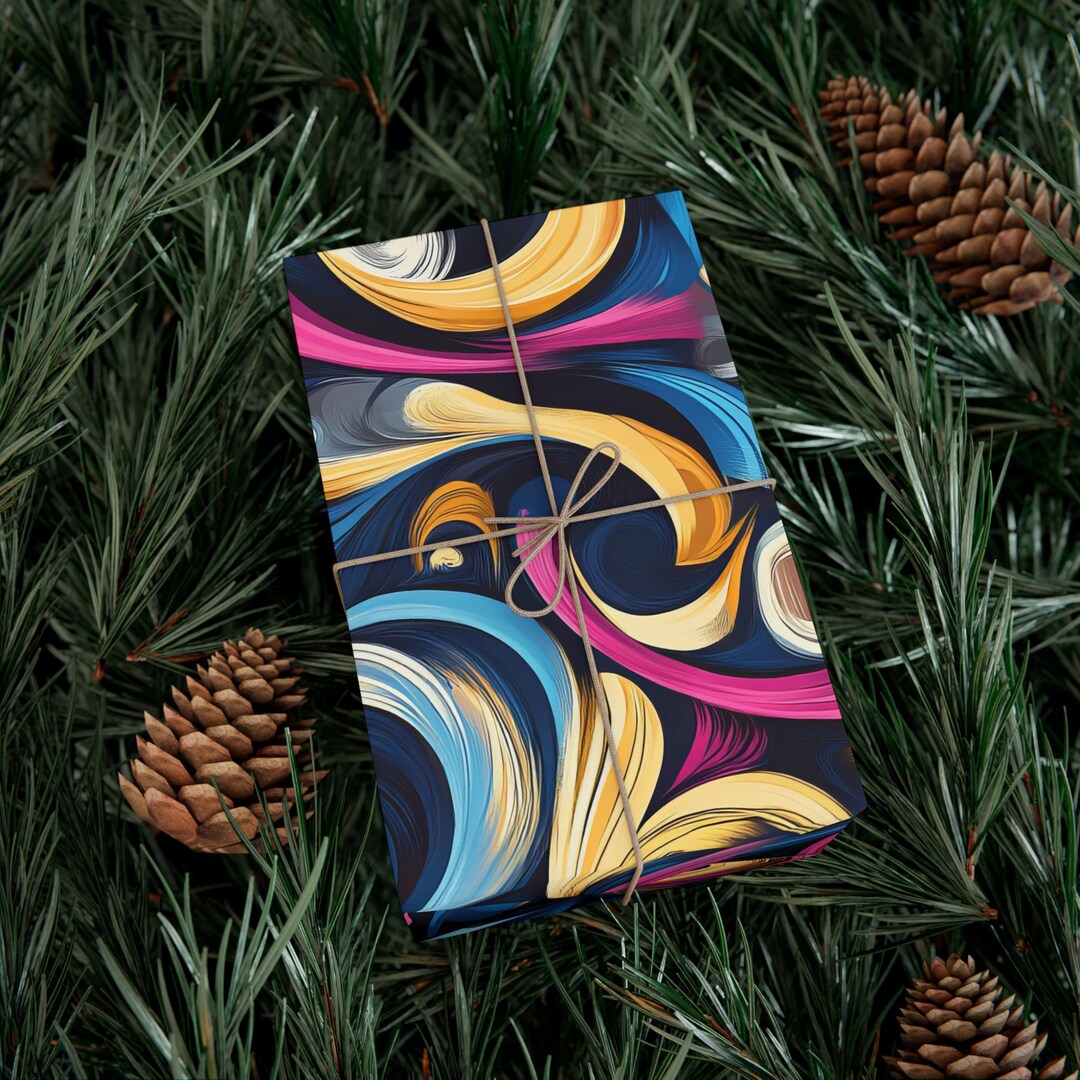 Bold & Vibrant Swirl Art Wrapping Paper - Satin or Matte Finish - Etsy