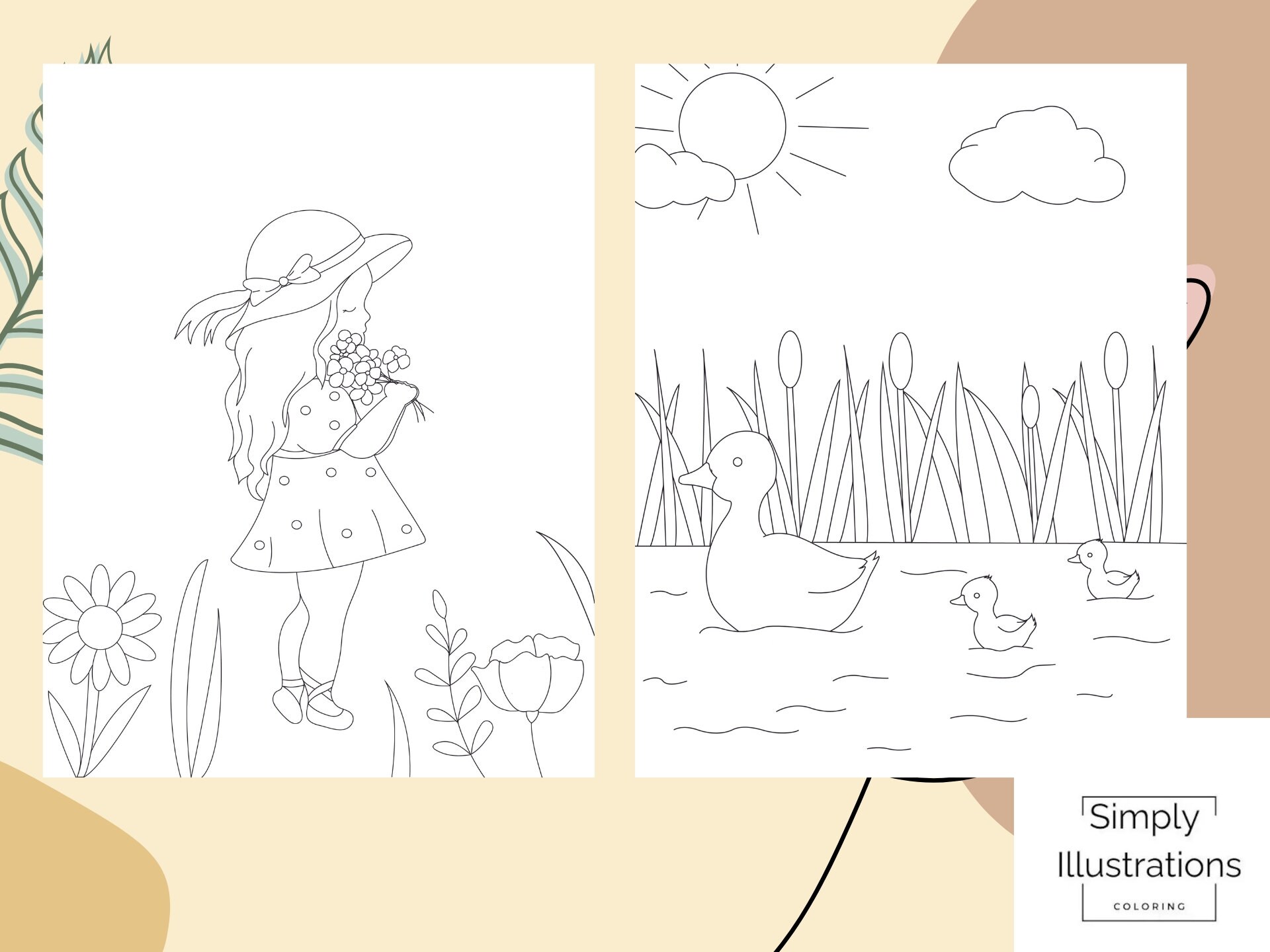 10 Printable Spring Coloring Pages Set of 10,instant Digital Download ...