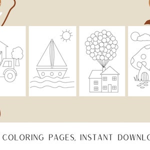 Set of 11 Coloring Pages, Kids Activity Coloring Pages, Preschool ...