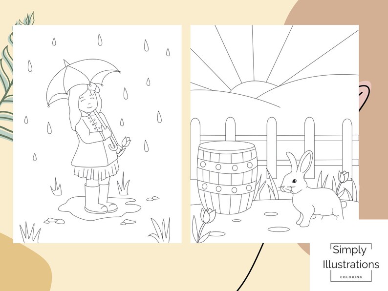 10 Printable Spring Coloring Pages Set of 10,instant Digital Download ...