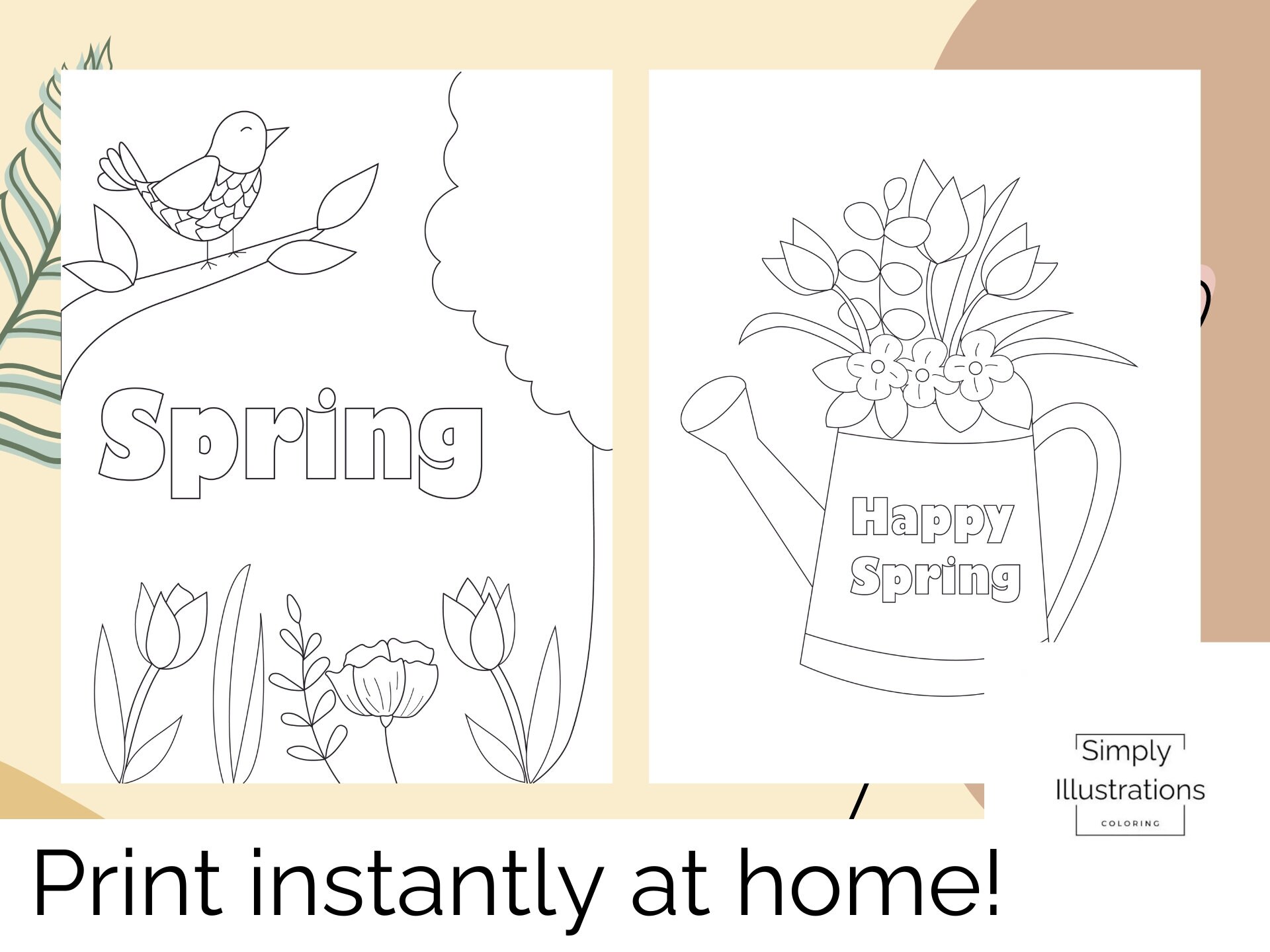 10 Printable Spring Coloring Pages Set of 10,instant Digital Download ...