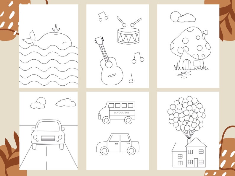 Set of 11 Coloring Pages, Kids Activity Coloring Pages, Preschool ...