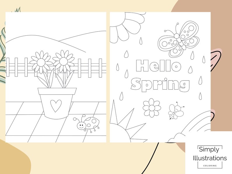 10 Printable Spring Coloring Pages Set of 10,instant Digital Download ...