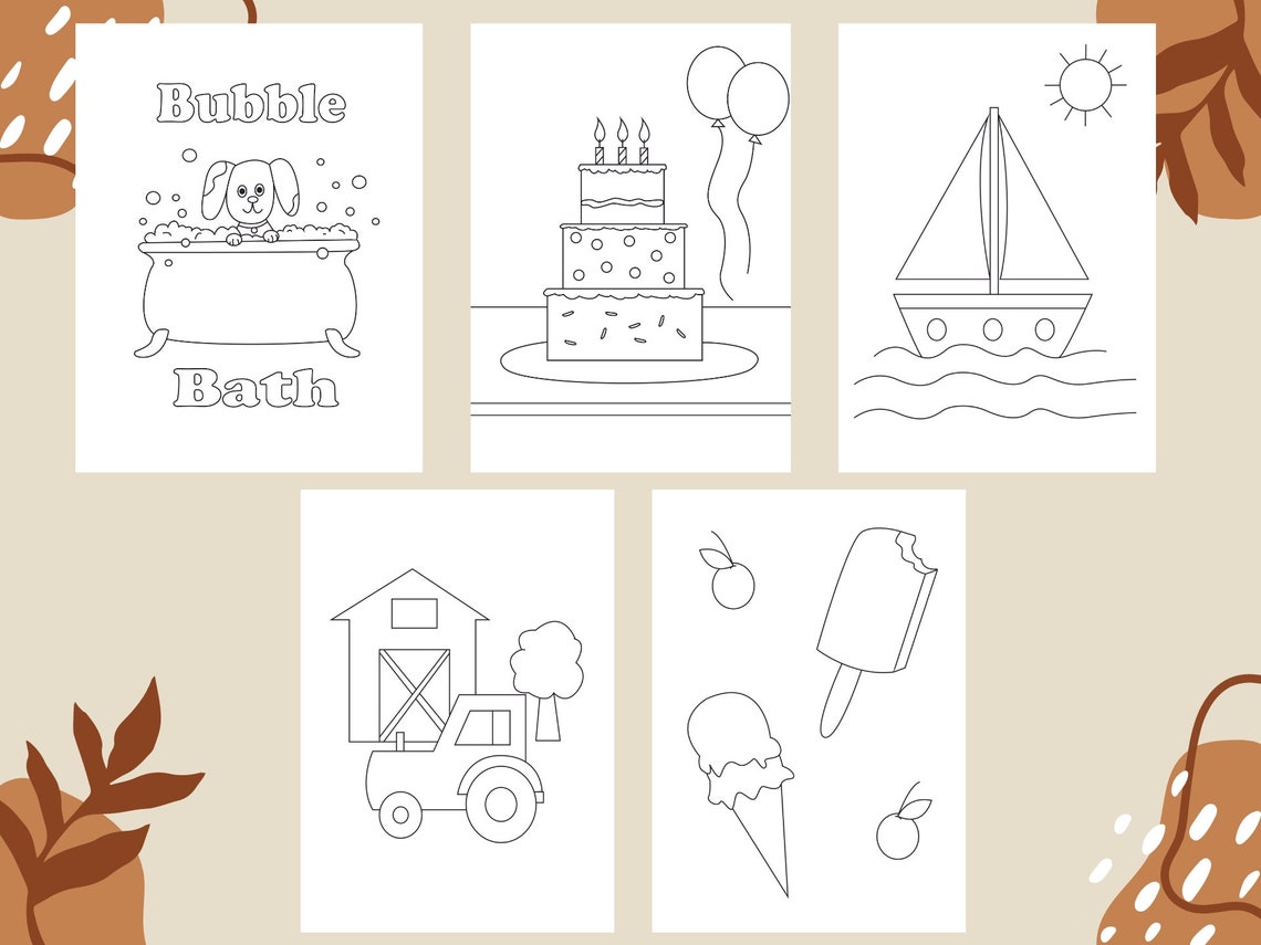 Set of 11 Coloring Pages, Kids Activity Coloring Pages, Preschool ...