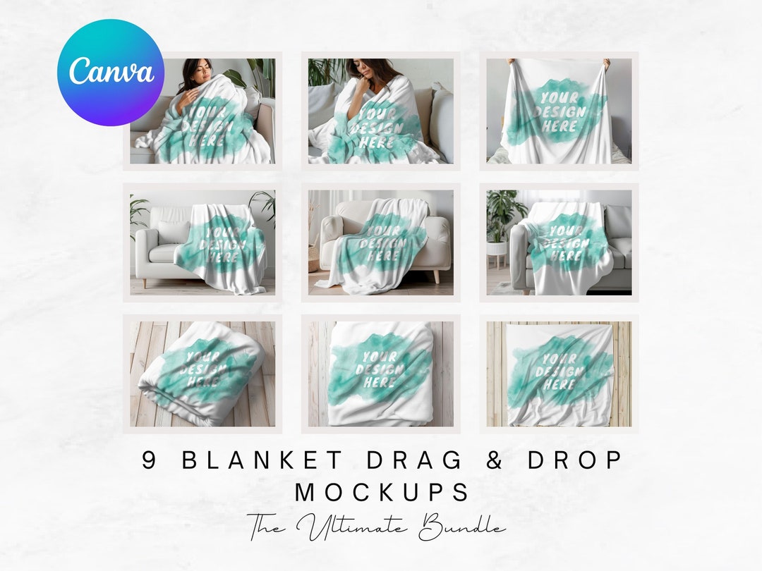 Blanket Mockup Bundle: Canva Drag & Drop PNG Overlay (digital Download ...