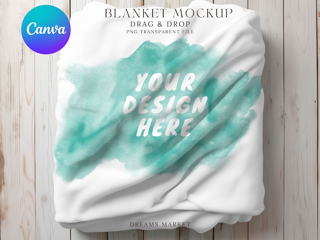 Folded Blanket Mockup, Blanket Mockup Canva Drag & Drop, Transparent ...