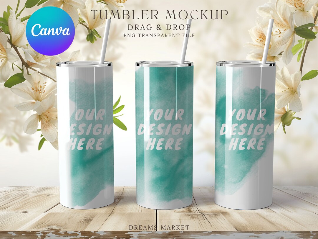Floral Tumbler Mockup: Drag & Drop PNG Template (digital Download) - Etsy