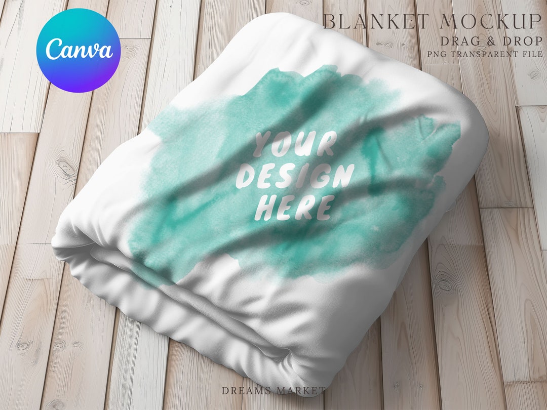 Folded Blanket Mockup, Blanket Mockup Canva Drag & Drop, Transparent ...