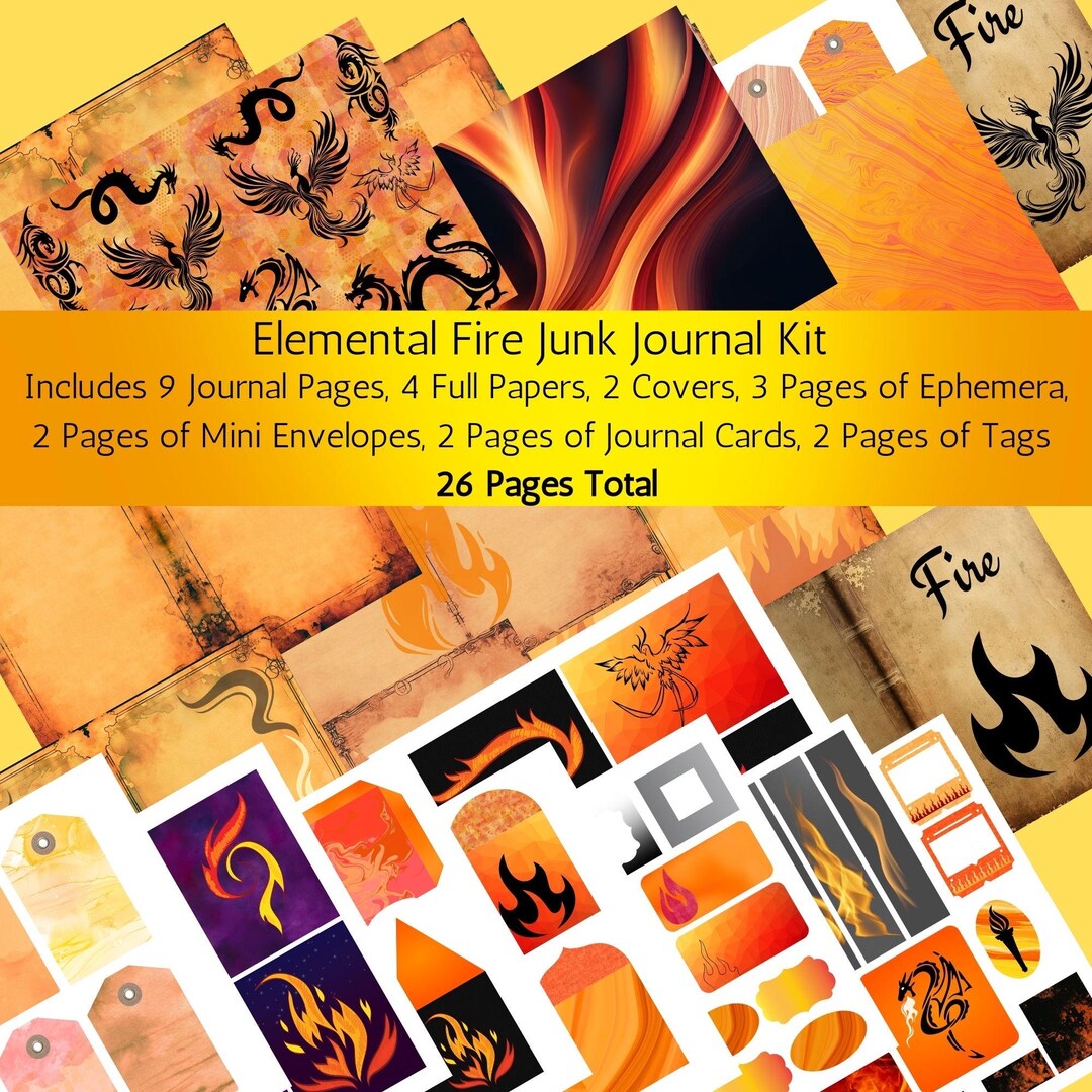 Elemental Fire Junk Journal Kit: Witchy Ephemera (commercial Use ...